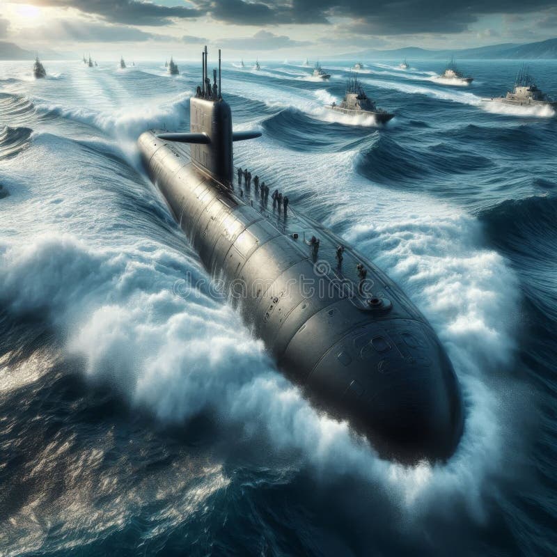 Submarine Surfacing on the Ocean Waves Stock Illustration ...