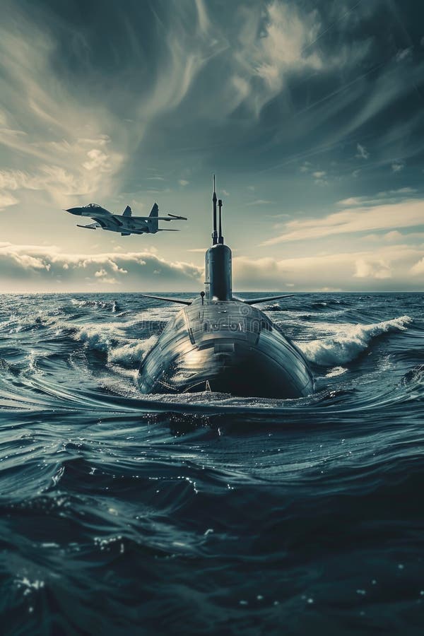 A Submarine Surrounded by Water in the Middle of the Open Ocean Stock ...