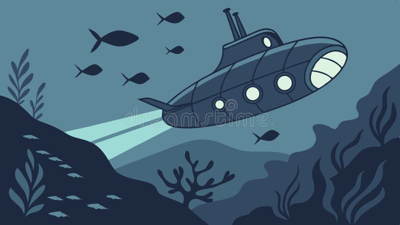 Submarine Under the Sea with Fish Illustration, Vector Design ...