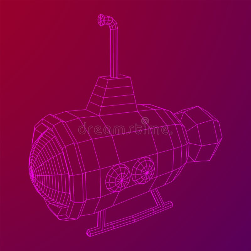 Submarine Underwater Boat Wireframe. Stock Vector - Illustration of ...
