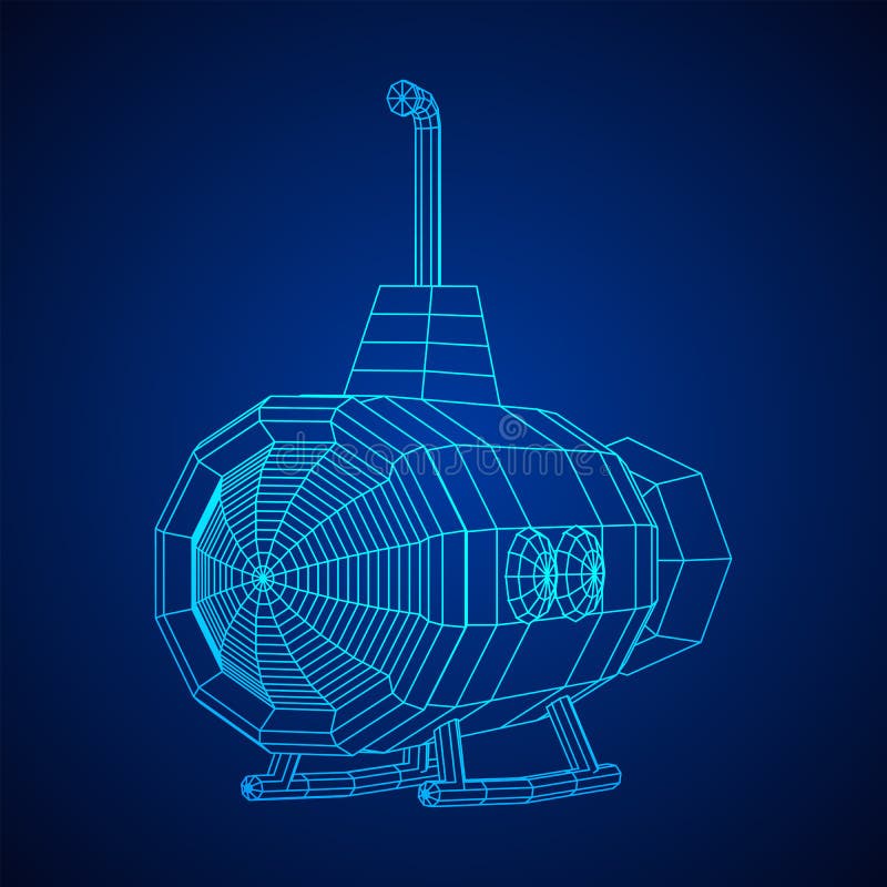 Submarine Underwater Boat Wireframe. Stock Vector - Illustration of ...