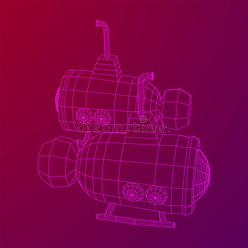 Submarine Underwater Boat Wireframe. Stock Vector - Illustration of ...