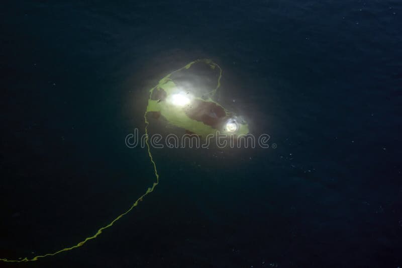 Submarine Underwater Drone Exploring the Abyss Stock Image - Image of ...