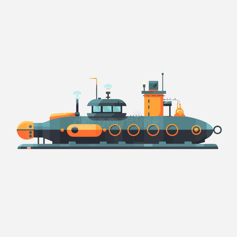 Submarine Vector Isolated on White Stock Vector - Illustration of water ...