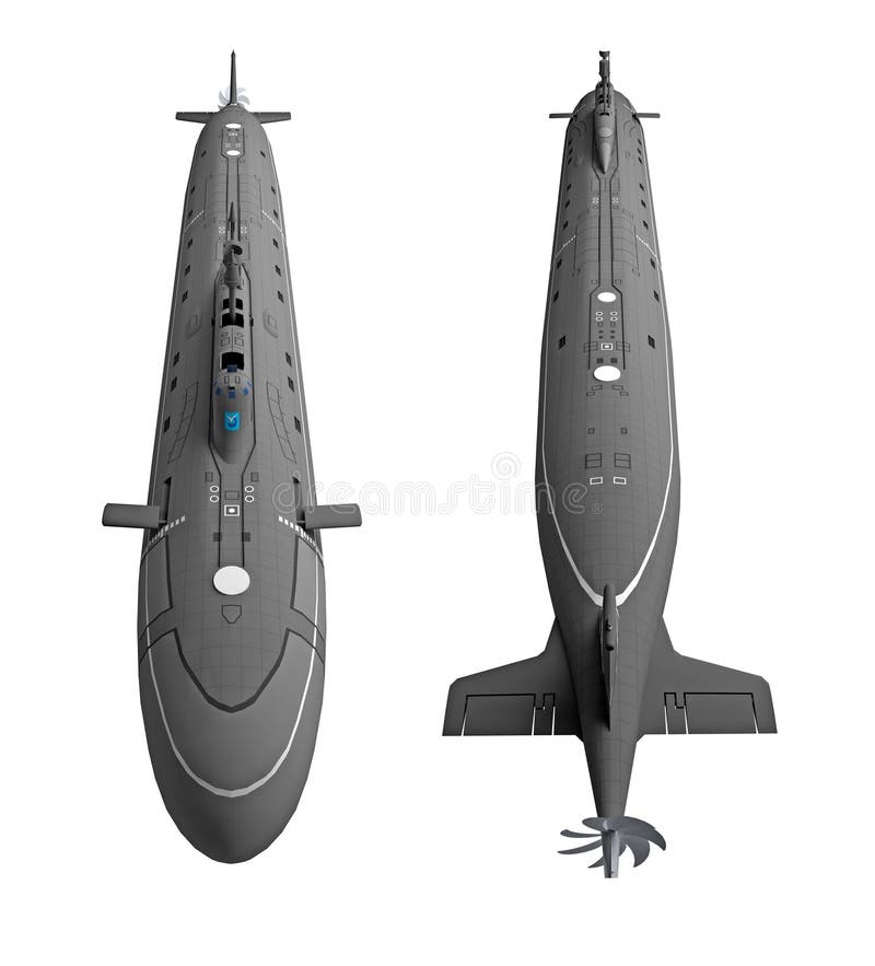 Submarine View from Above 3D Rendering Stock Photo - Image of isolated ...