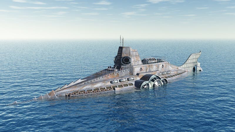Submarino de la fantasía stock de ilustración. Ilustración de ordenador ...