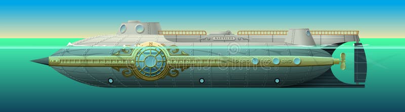 Submarino Do Nautilus Do Capitão Nemo Ilustração Stock - Ilustração de ...