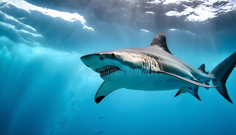 Ocean Shark Bottom View from Below Stock Illustration - Illustration of ...