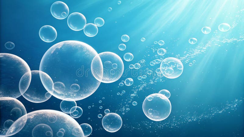 Submerged Bubbles Teal Abstract, Digital Art, Light Rays, Bubbles ...