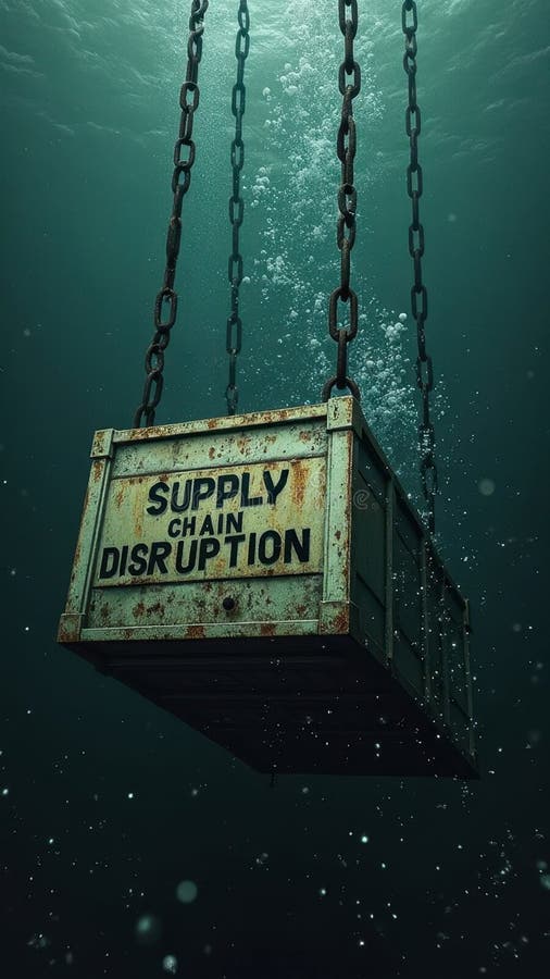 Submerged Cargo Container Highlighting Supply Chain Disruption ...