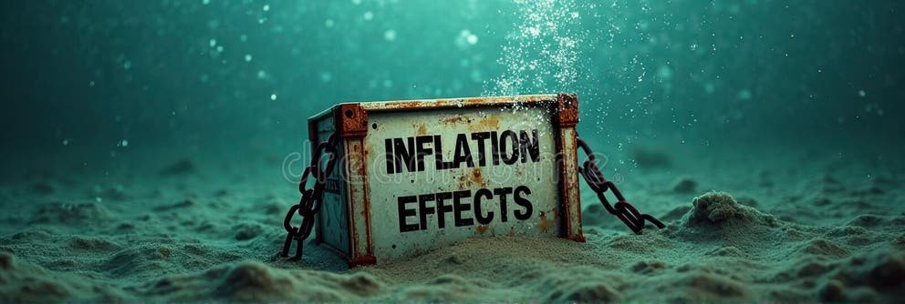 Submerged Metal Box with Inflation Effects Text in Underwater ...