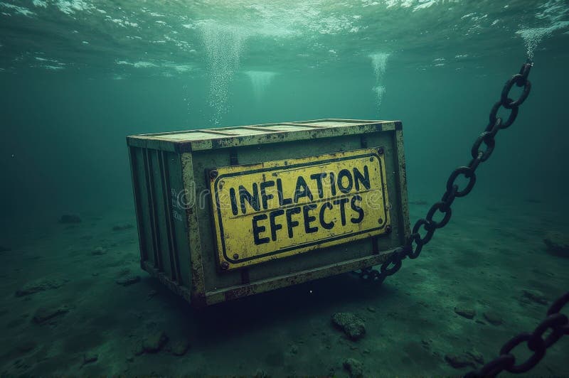 Submerged Metal Container with Inflation Effects Sign Underwater Stock ...