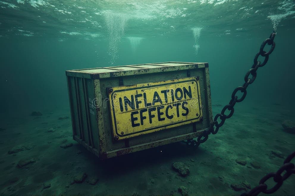 Submerged Metal Container with Inflation Effects Sign Underwater Stock ...
