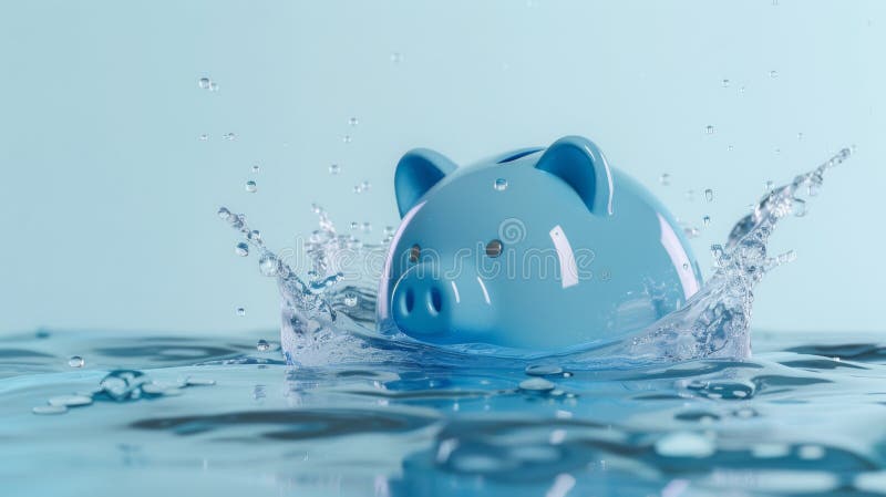 A Submerged Piggy Bank Splash.AI Generated Image Stock Image - Image of ...