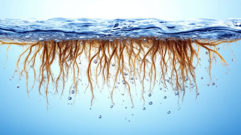Submerged Plant Roots in Clear Blue Water Stock Illustration ...