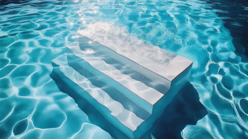 Submerged Pool Steps in Sparkling Blue Water Stock Illustration ...