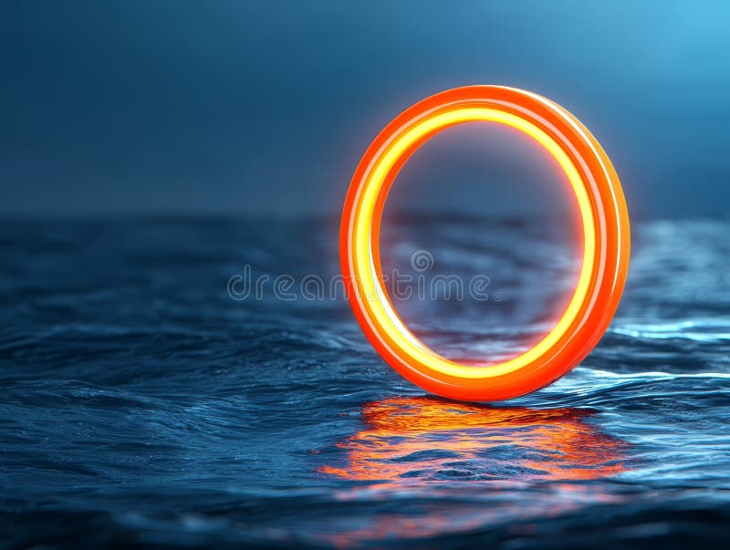 Submerged Ring in Water with Ripples and Reflections, a Captivating ...