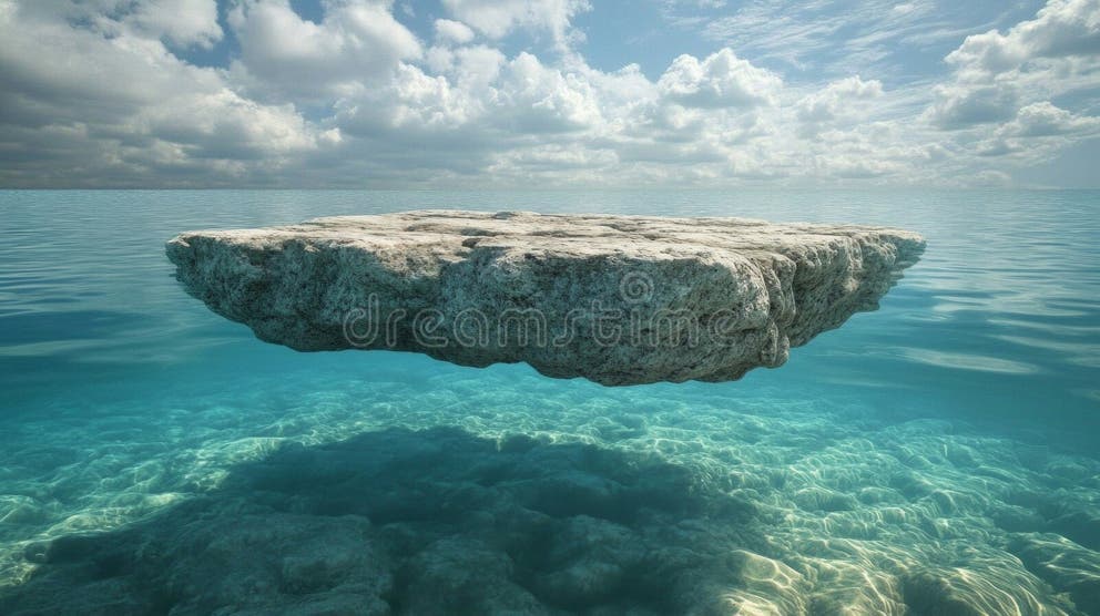 Submerged Rock Formation in a Clear Ocean Stock Illustration ...