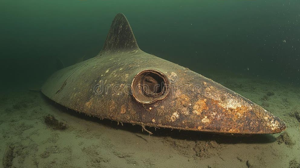 Submerged Rusted Metal Object in Underwater Setting Stock Image - Image ...