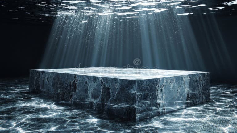 Submerged Stone Platform Under Deep Blue Water Stock Illustration ...
