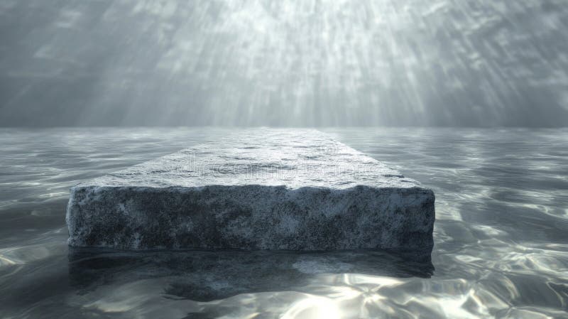 Submerged Stone Platform Under Rays of Light Stock Illustration ...