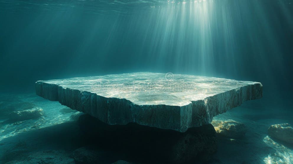 Submerged Stone Platform Undersea Sunbeams Stock Illustration ...