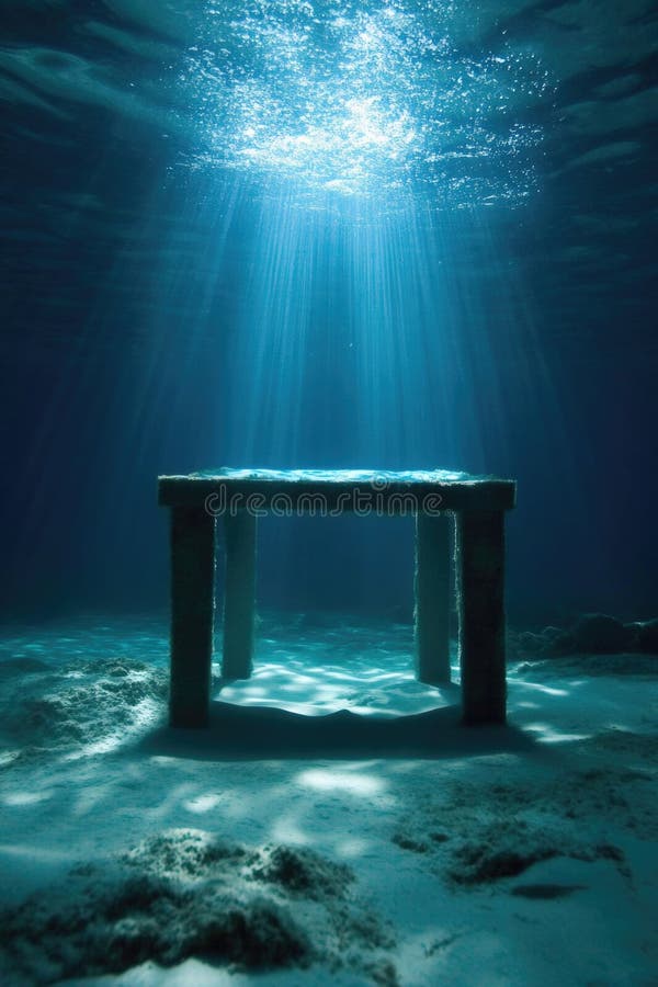 Submerged Stone Table Beneath Sunlit Ocean Waters Stock Photo - Image ...