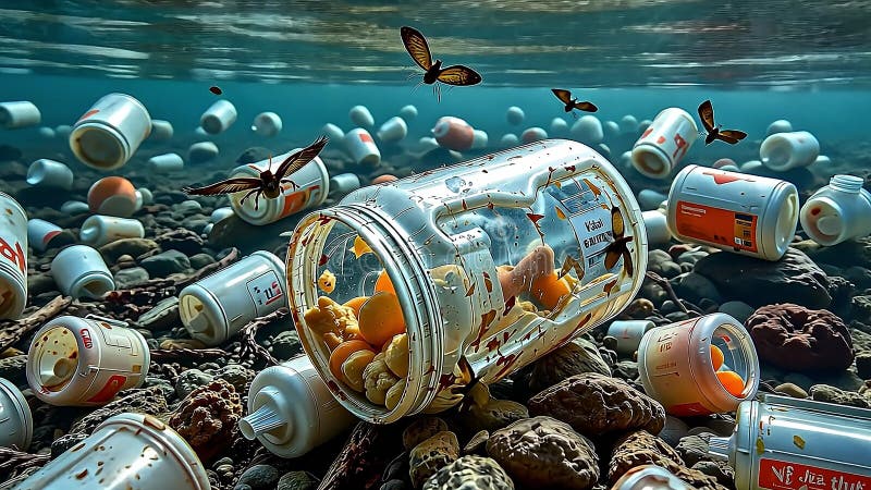 Submerged Transparent Containers Drift in a Continuous Cycle of Ocean ...