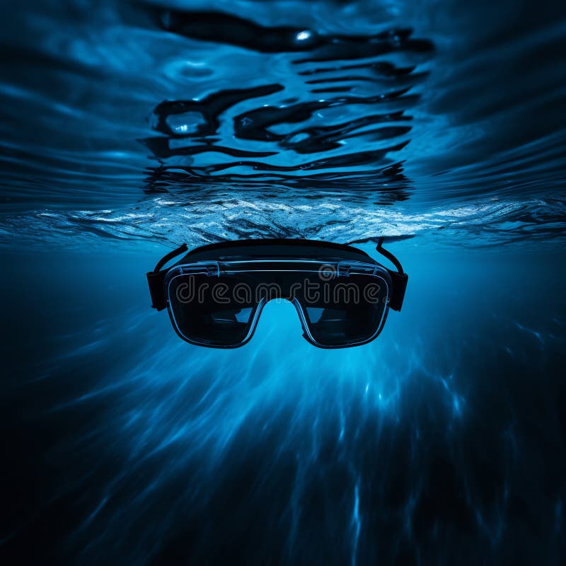 Submerged View: Diving Goggles and Rising Bubbles Stock Photo - Image ...