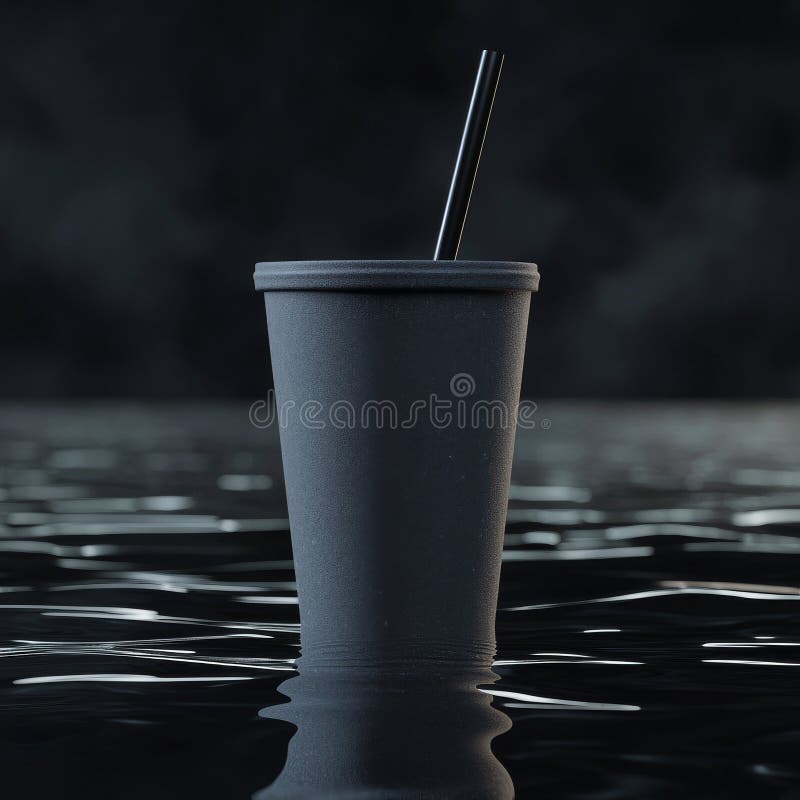 Submerged in Water is a Single Disposable Cup and Straw Stock Photo ...