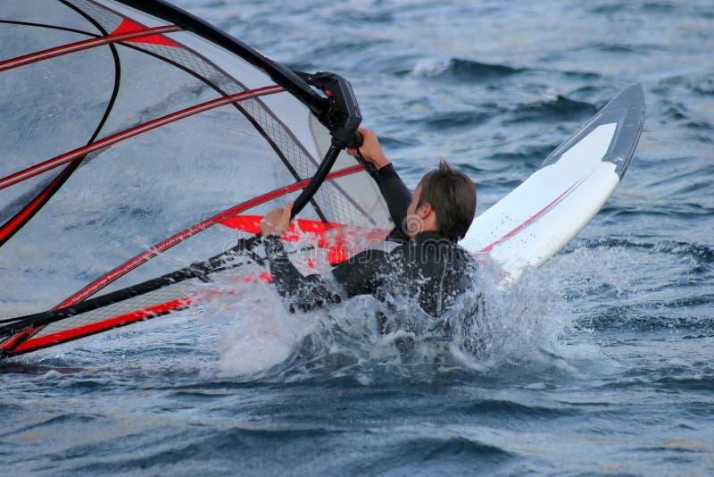 Almost Submerged Windsurfer Stock Photo - Image of water, surfing: 151362