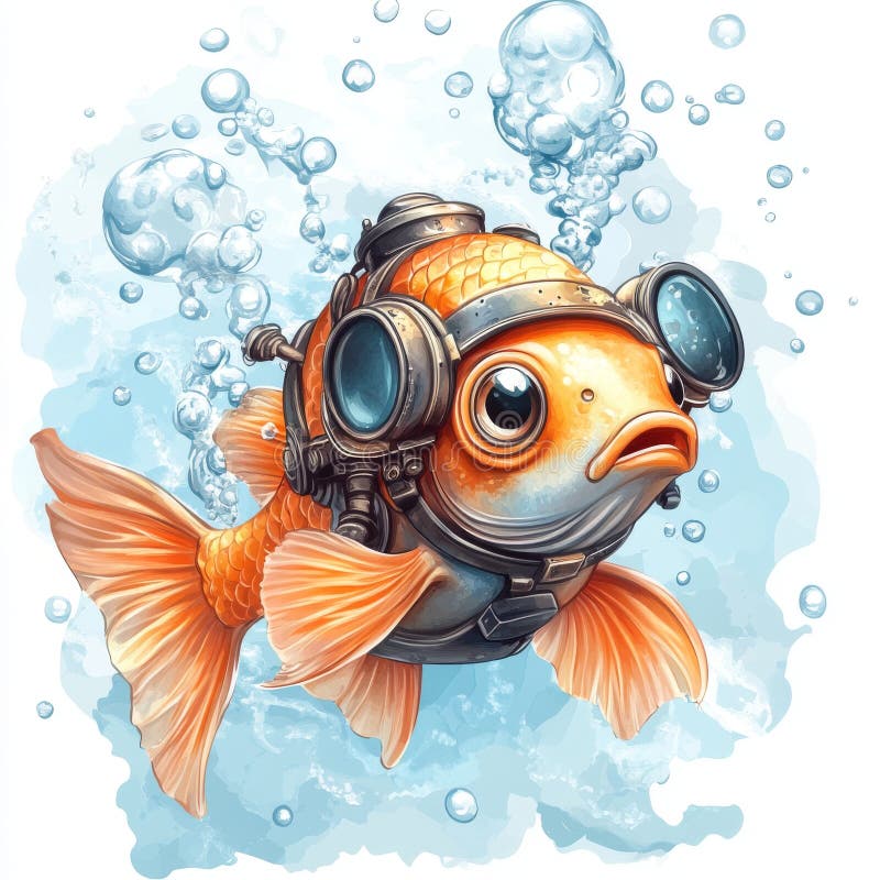 A Submersible Goldfish Named Finny Has Exciting Adventures Stock Image ...