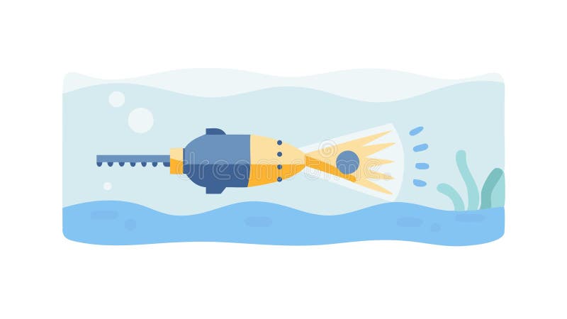 Submersible Vessel Navigating Deep Ocean Waters, Vector Design ...