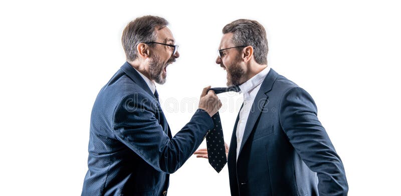 Subordinate Two Angry Businessmen Isolated White Background Arguing ...
