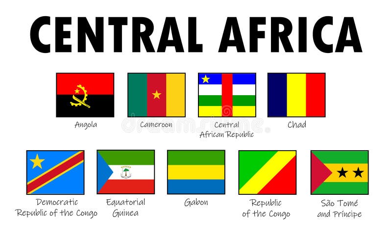 Subregion Central Africa, Vector Flag of States Stock Vector ...