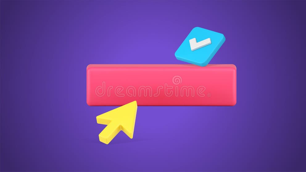Subscribe Button with Arrow Click Cursor and Done Checkmark Pink 3d ...