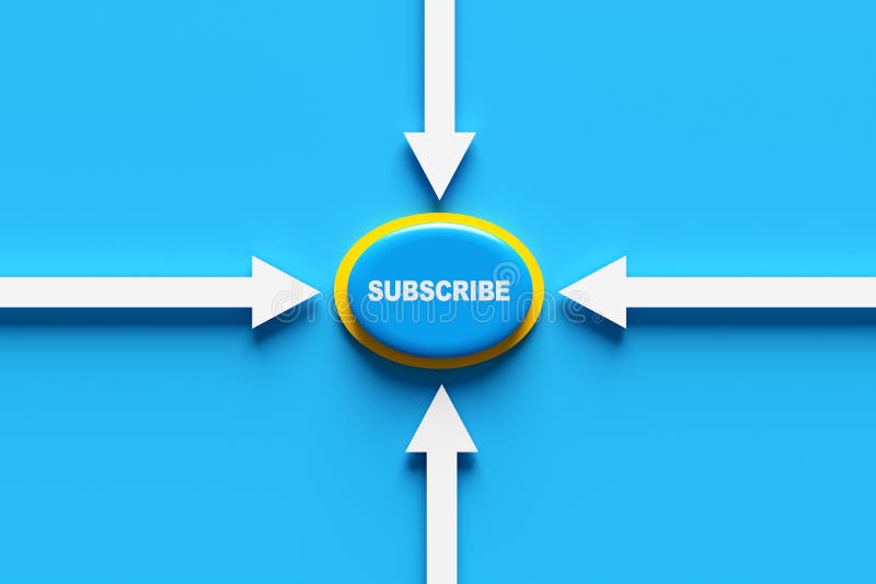 Subscribe Button Being Pointed at by Four White Arrows Stock ...