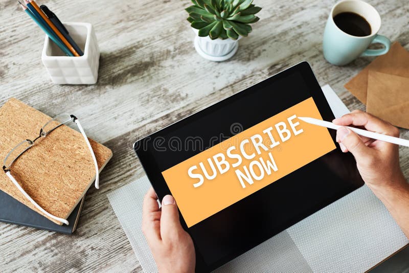 Subscribe Button on Device Screen. Internet and Digital Marketing ...