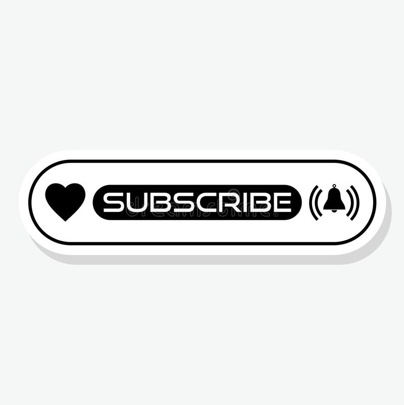 Subscribe Button with Heart and Notification Bell Icon Sticker Stock ...