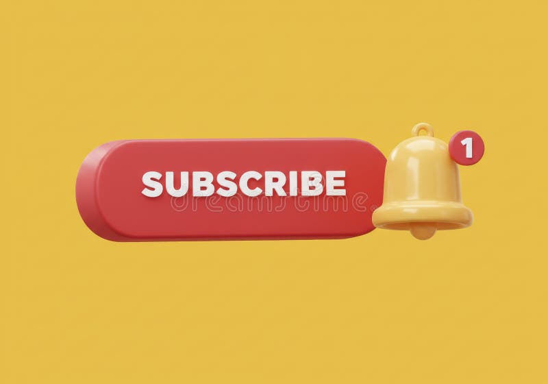 Subscribe Button with Notification Bell on Yellow Background Stock ...