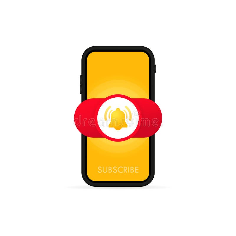 Subscribe Button Template with the Notification Bell on Smartphone ...