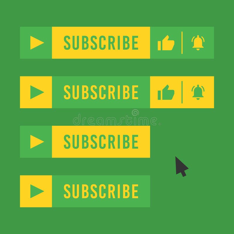 Subscribe Button for Video Channel. Green and Yellow Color Editorial ...