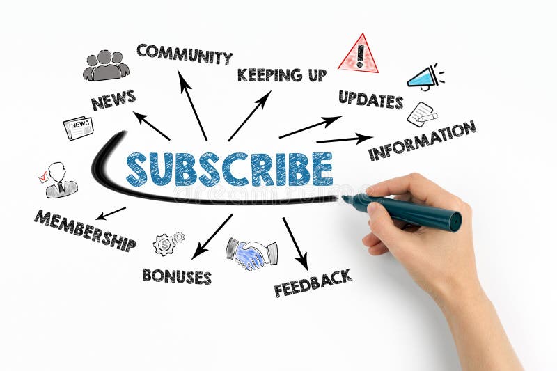 SUBSCRIBE Concept. Chart with Keywords and Icons on White Background ...