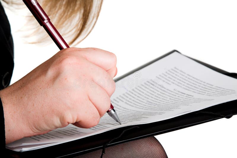 Hand Proofreading a Contract with Fountain Pen Stock Photo - Image of ...