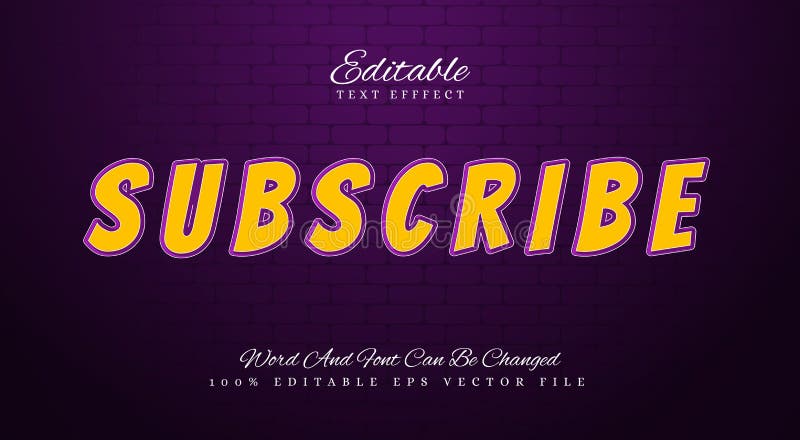SUBSCRIBE Editable Text Effect with Yellow and Purple Colour Easy for ...
