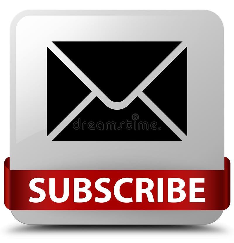 Subscribe (email Icon) White Square Button Red Ribbon in Middle Stock ...
