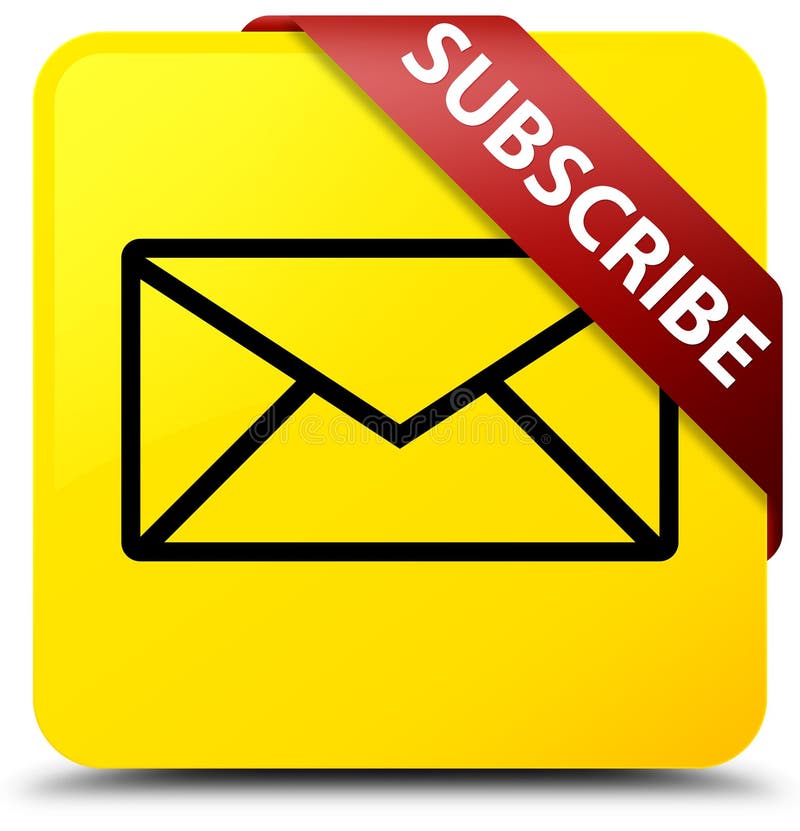 Subscribe (email Icon) Yellow Square Button Red Ribbon in Corner Stock ...