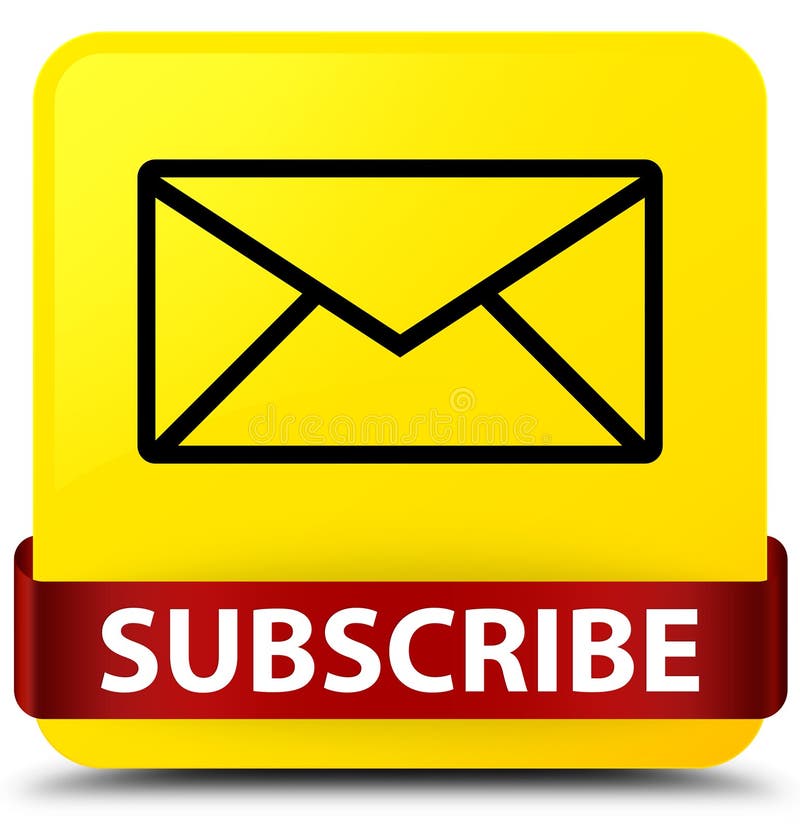 Subscribe (email Icon) Yellow Square Button Red Ribbon in Middle Stock ...