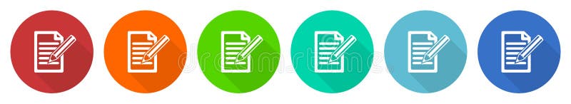 Subscribe Icon Set, Flat Design Vector Illustration in 6 Colors Options ...