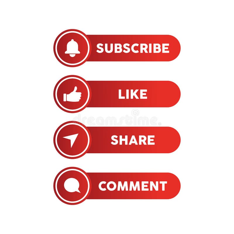 Like, Share, Comment, Subscribe and Share Icon Button Vector ...